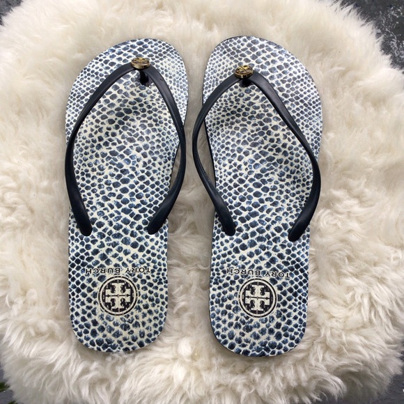 Tory Burch | Shoes | Tory Burch Faux Snakeskin Patterned Flip Flops ...